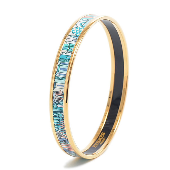 Hermes | Jewelry | Hermes Email Pm Bangle Bracelet Enamel Blue | Poshmark